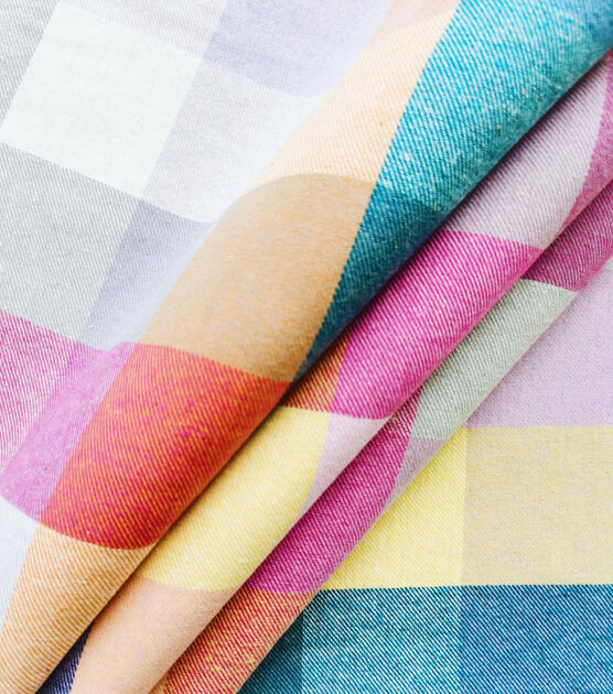 Multicolor Checks Flannel Blue Backed Sherpa Fabric Joann