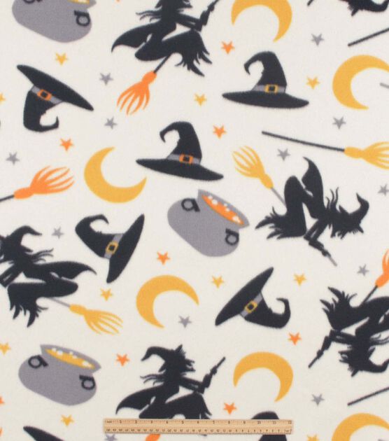 Witch Icons On Cream Halloween Blizzard Fleece Fabric Joann