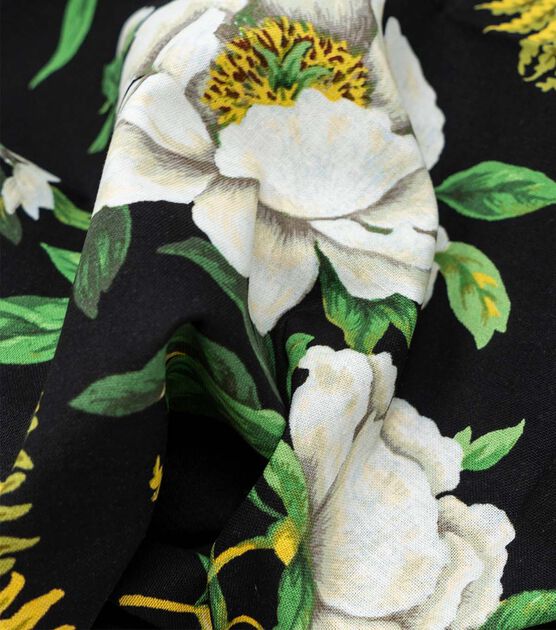 Stitch And Sparkle Janemse Floral On Black Cotton Fabric Joann