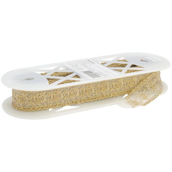 Simplicity Metallic Sheer Lace Trim 113 Antique Gold Joann