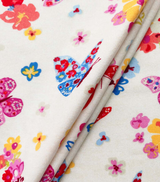 Bold Butterfly On White Luxe Flannel Fabric Joann