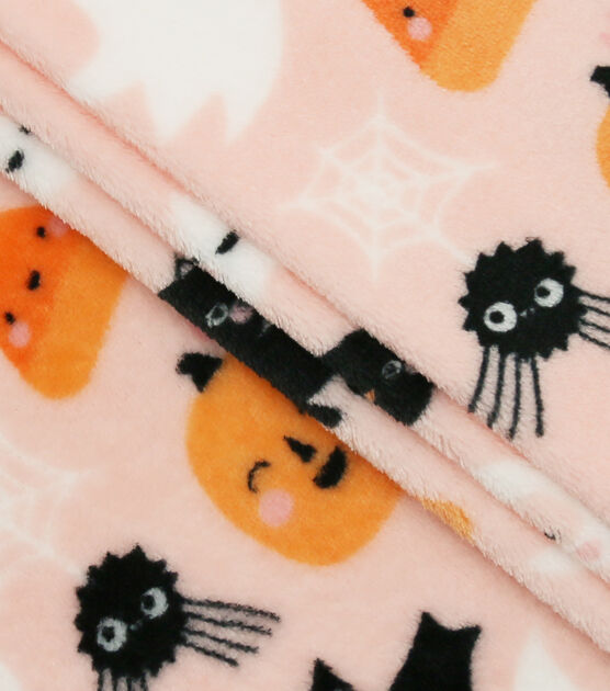 Halloween Icons On Pink Sew Lush Fleece Fabric Joann
