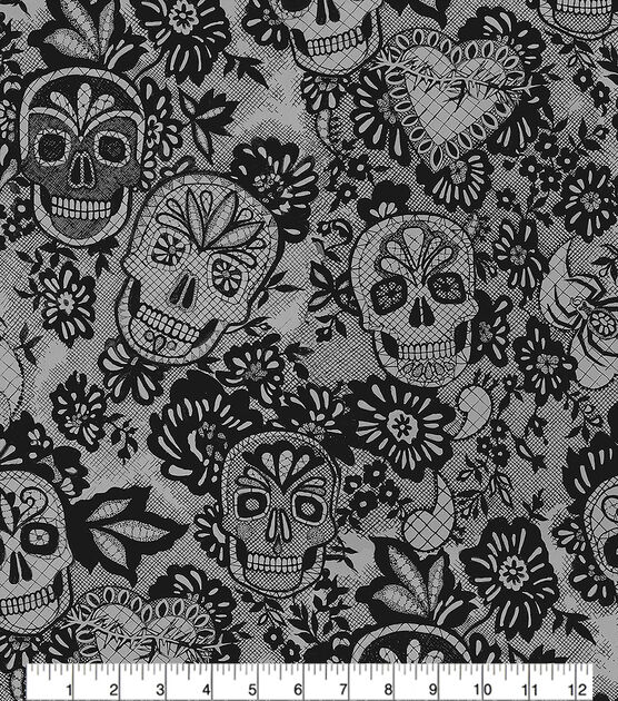 Alexander Henry Darkly Delicate Charcoal Halloween Cotton Fabric Joann