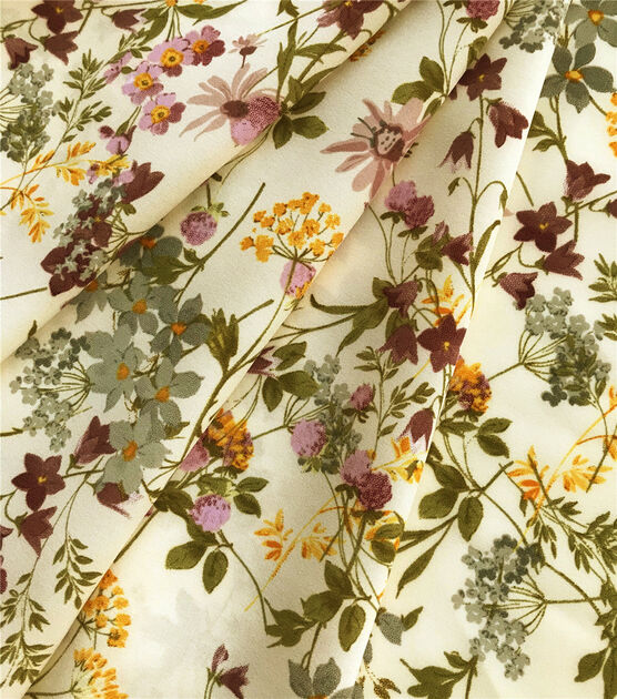 Ivory Multi Wildflower Toss Stretch Chiffon Fabric Joann