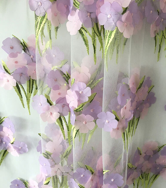 Purple 3d Embroidered Flower Bouquet Mesh Fabric By Sew Sweet Joann