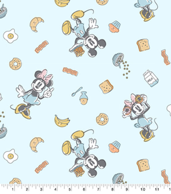 Disney Mickey And Minnie Mouse Breakfast On Blue Cotton Fabric Joann
