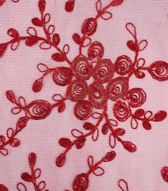 Dark Pink Sequin Bouquet Mesh Fabric Joann