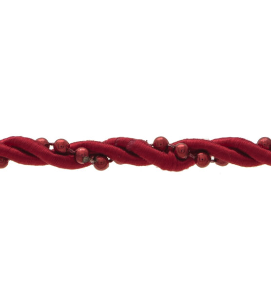 14 Red Twisted Cord With Pearls Apparel Trim