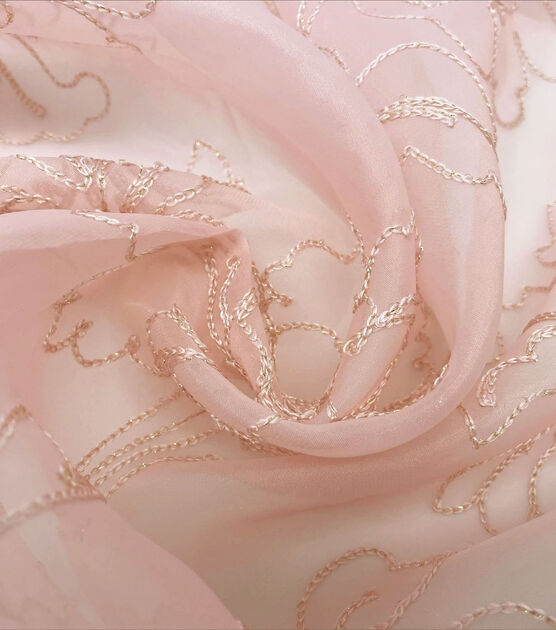 Pink Floral Embroidered Organza Fabric Joann