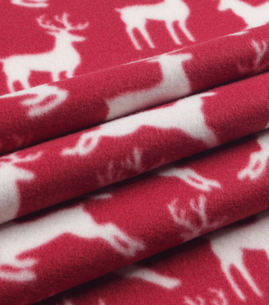 Deer On Red Blizzard Fleece Fabric Joann