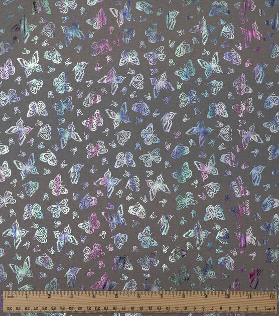 Foil Butterflies On Gray Quilt Cotton Fabric By Keepsake Calico Joann