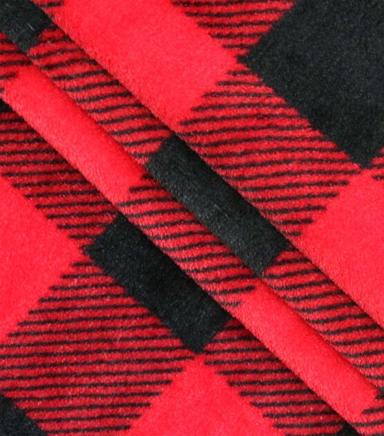Black And Red Buffalo Plaid Sew Lush Fleece Fabric Joann