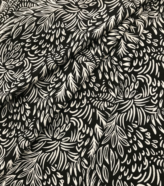 Black Leaves Double Brush Jersey Knit Fabric Joann