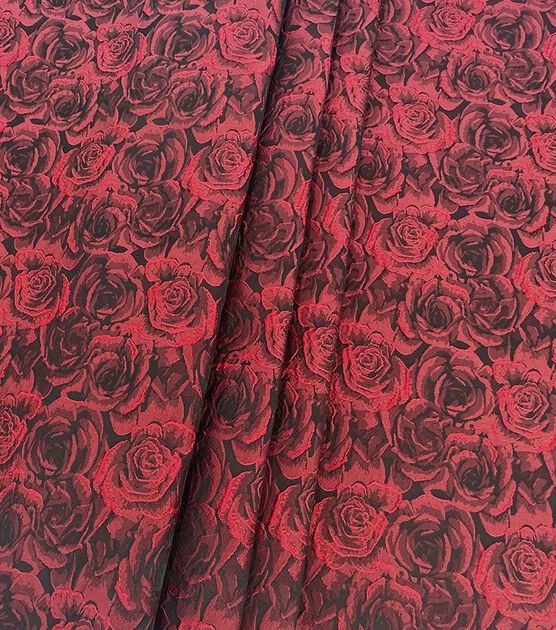 Red Roses Embossed 3d Halloween Jacquard Fabric By The Witching Hour