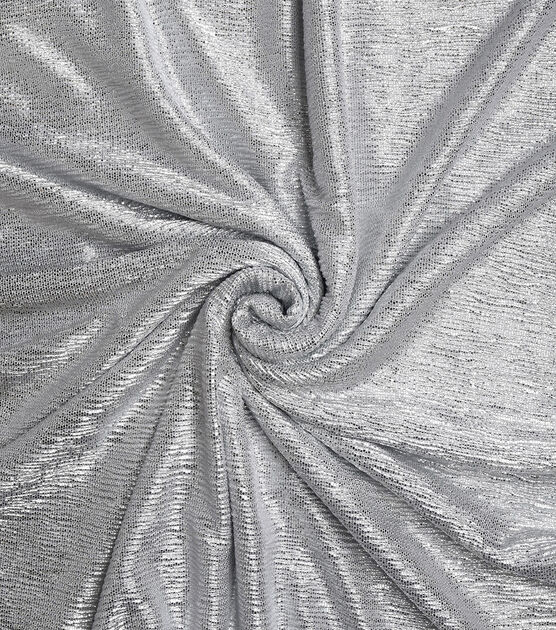 White Metallic Crinkle Interlock Knit Fabric Joann