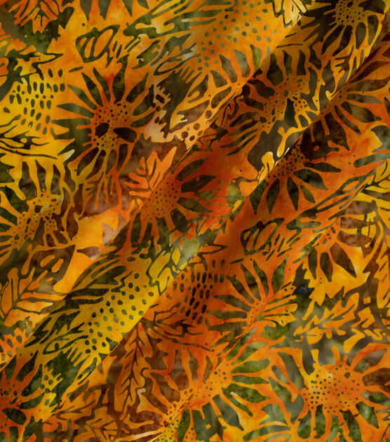 Orange And Yellow Sunflower Garden Batik Cotton Fabric Joann