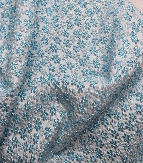 Metallic Blue Ditsy Floral Brocade Knit Fabric By Sew Sweet Joann