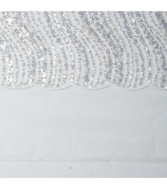 Badgley Mischka White Beaded Sequin Mesh Fabric Joann