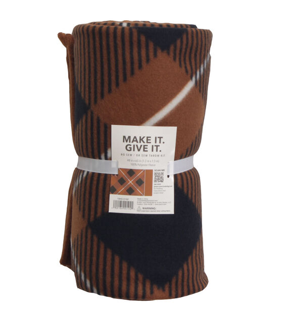 48 Wide Tan Bias Plaid No Sew Fleece Blanket By Make It Give It Joann
