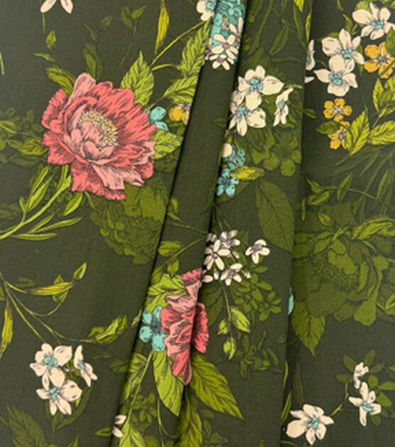 Fabric Traditions Juniper Floral On Green Premium Cotton Fabric Joann