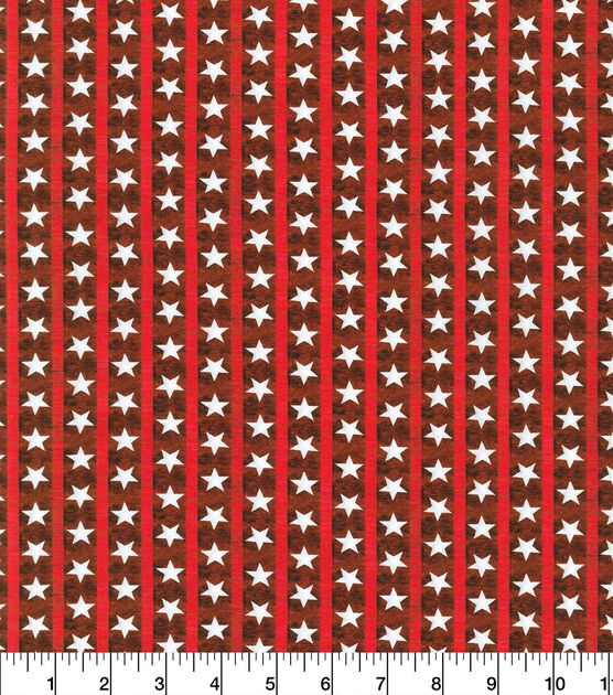 Robert Kaufman Vertical Stars And Stripes On Red Patriotic Cotton Fabric
