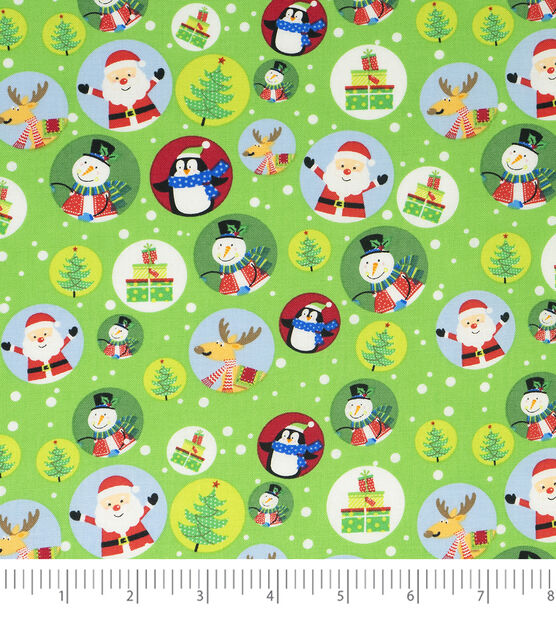 Singer Snowglobes On Green Christmas Cotton Fabric Joann
