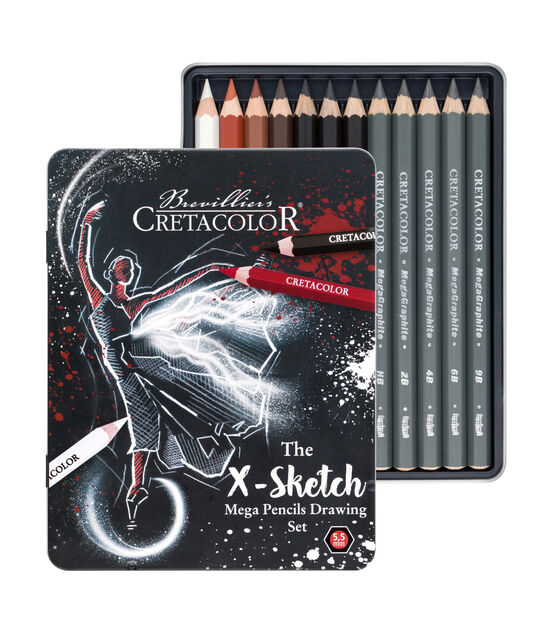 Cretacolor X Sketch Mega Pencil Drawing Tin Box Set 12pc Joann