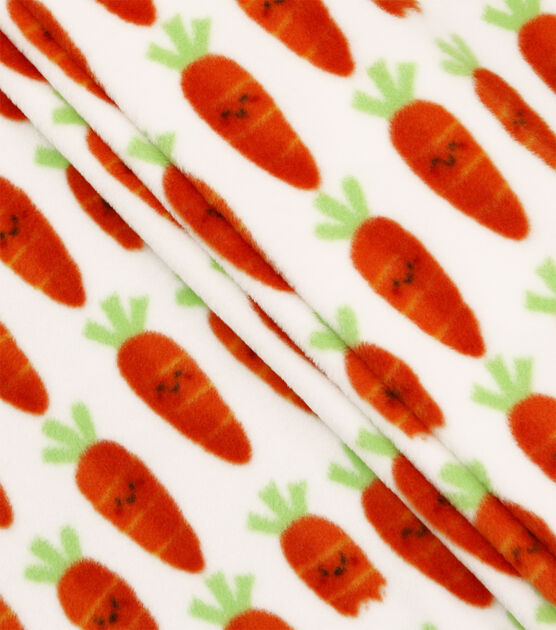 Carrots On White Anti Pill Plush Fleece Fabric By Pop Joann