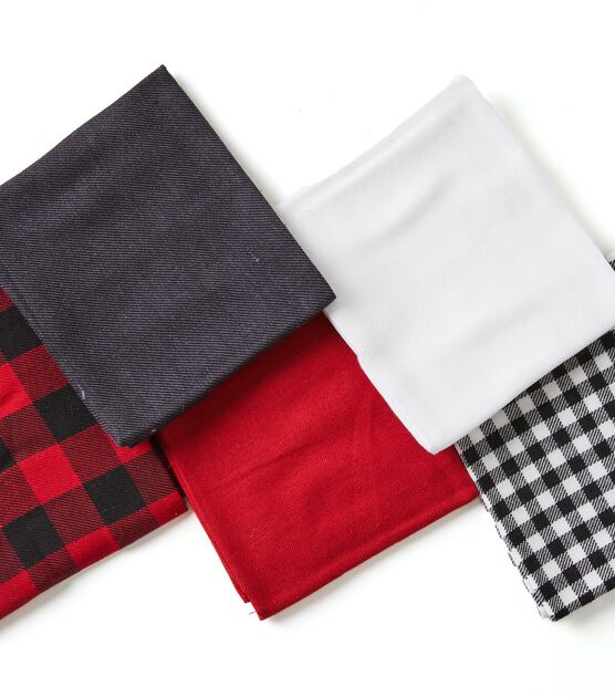 Eddie Bauer Red And Black Yarn Dyed Cotton Fabric Quarter Bundle 5pc Joann