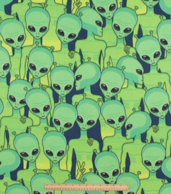 Crowded Aliens On Blue Blizzard Fleece Fabric Joann