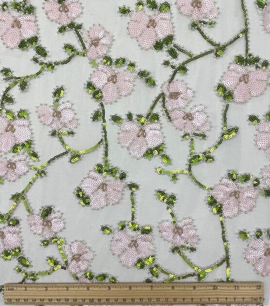 Sequin Beaded Floral On Mesh Fabric Joann