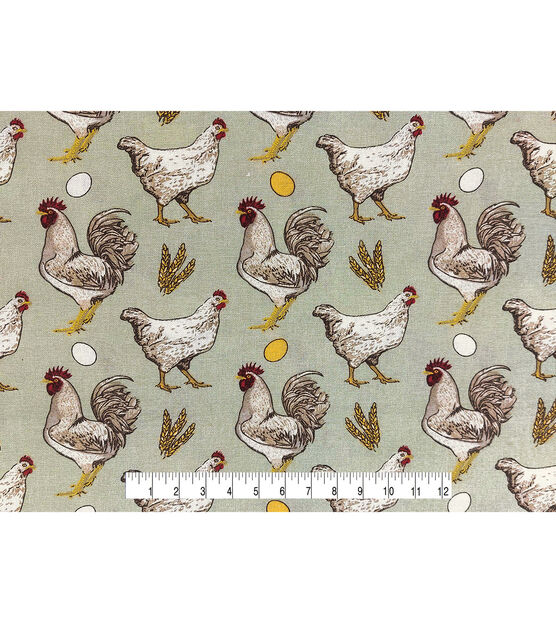 Chickens On Green Novelty Cotton Fabric Joann
