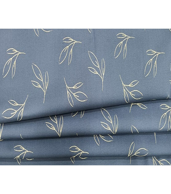 Navy Sketched Leaf Shirting Fabric Joann