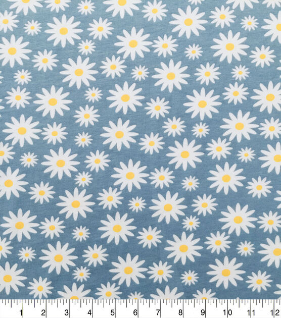 Daisies On Blue Jersey Knit Fabric By Pop Joann