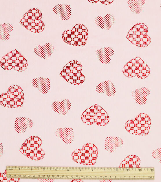 Pink Foil Hearts Pure Plush Fleece Fabric Joann