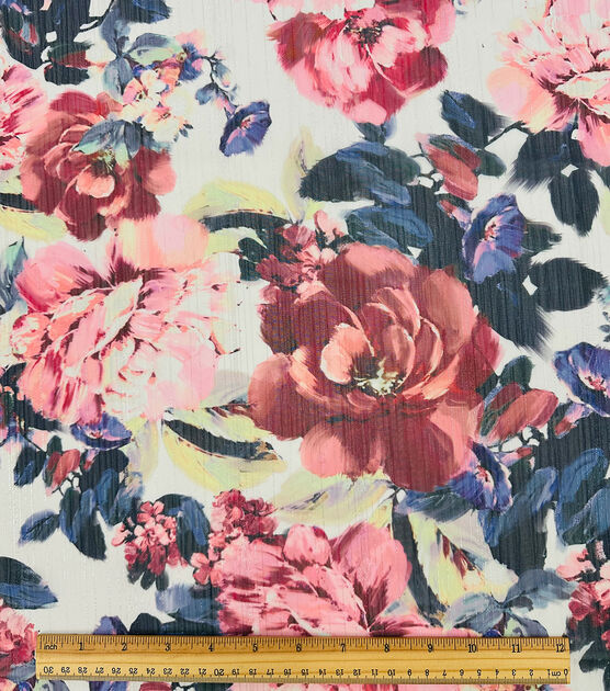 Metallic Floral On White Chiffon Fabric Joann
