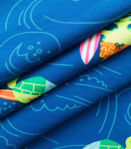 Turtles On Blue Cotton Interlock Knit Fabric By Pop Joann