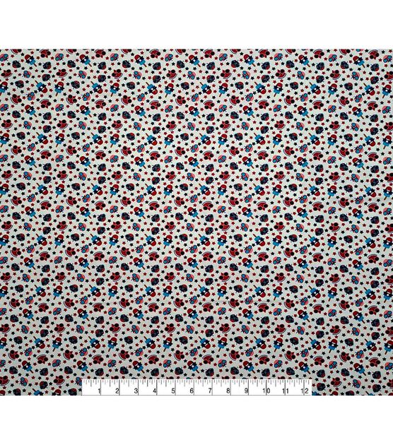 Popsicles And Fruit On White Patriotic Glitter Cotton Fabric By Pop Joann