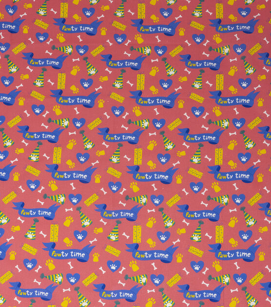 Pawty Time On Pink Novelty Cotton Fabric Joann