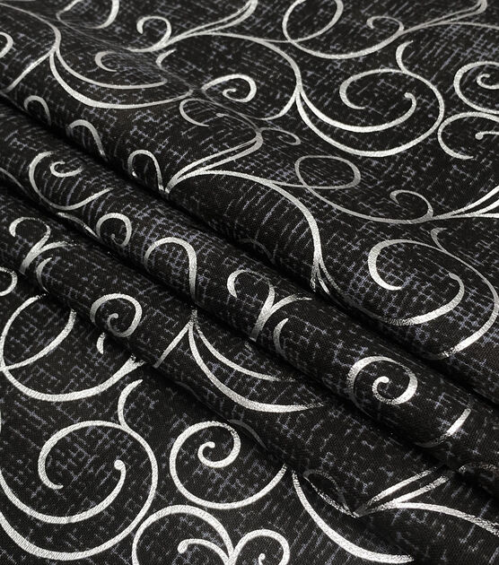 Swirls On Black Quilt Foil Cotton Fabric By Keepsake Calico Joann