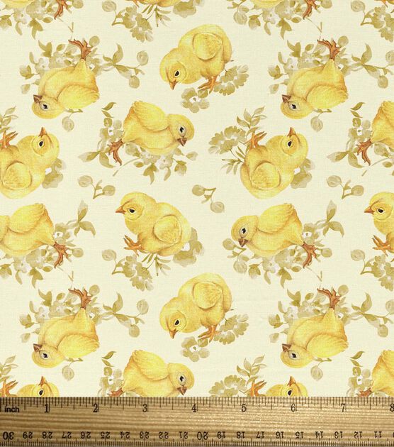 David Textiles Raising Chicks On Yellow Novelty Cotton Fabric Joann