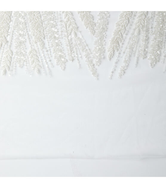 Badgley Mischka White Embroidered Sequin Beaded Mesh Fabric Joann
