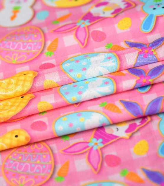 Cookies On Pink Plaid Easter Cotton Fabric Joann
