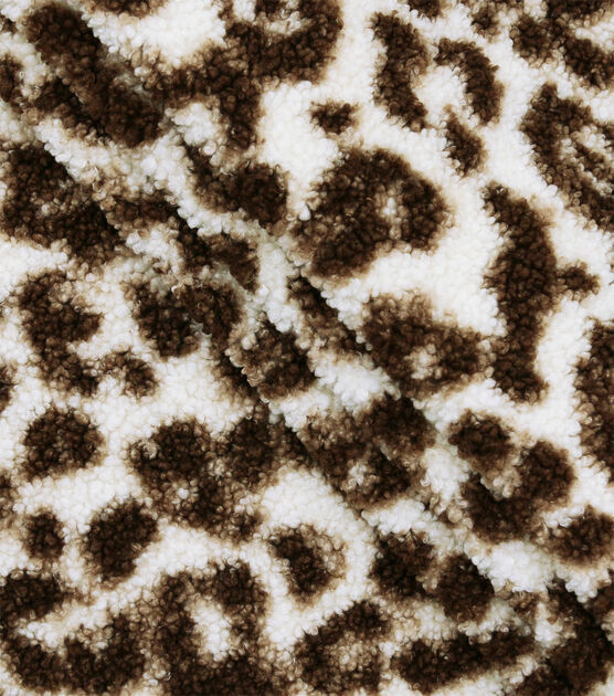 Brown Leopard Printed Teddy Fur Sherpa Fabric Joann