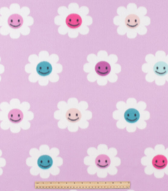 Purple Smiley Face Flowers Blizzard Fleece Fabric Joann