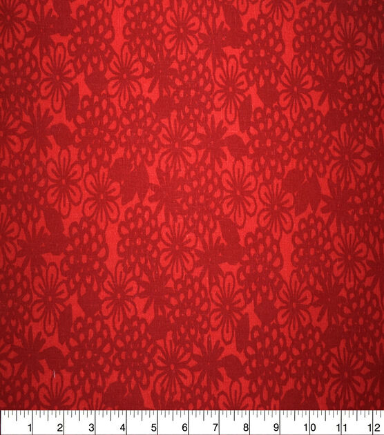 Red Floral Print Quilt Cotton Fabric By Quilters Showcase Joann