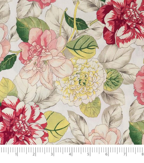Stitch And Sparkle Coral Floral Duck Cotton Canvas Fabric Joann