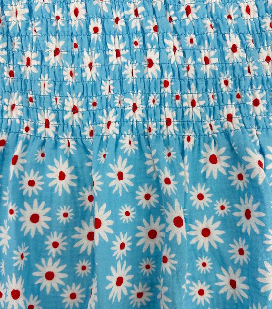 Blue Floral Smocked Bubble Gauze Fabric By Pop Joann