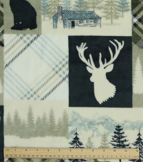 Dark Green Lodge Patchwork Sew Lush Fleece Fabric Joann