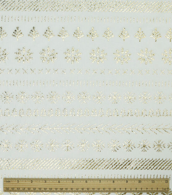 Gold Foil Fair Isle On White Pure Plush Fleece Fabric Joann